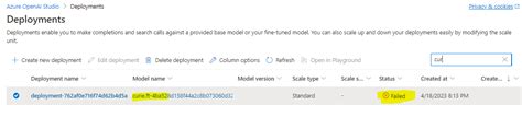 Failed Status Custom Model Deployment Microsoft Qanda