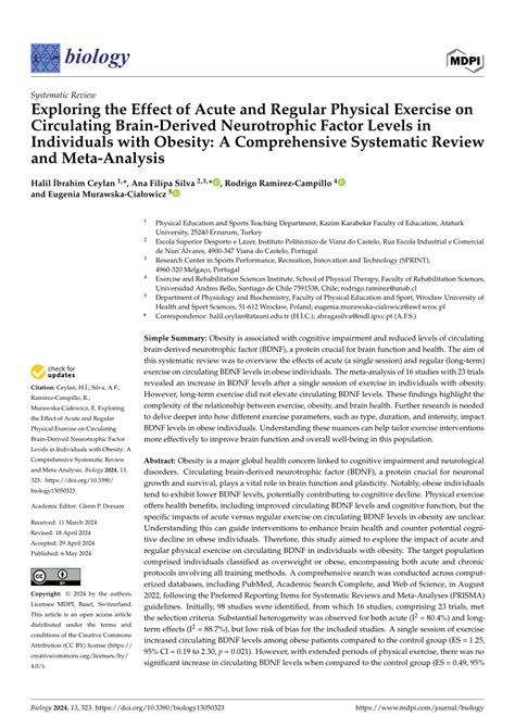 Pdf Exploring The Effect Of Acute And Regular Physical Exercise On Circulating Brain Derived