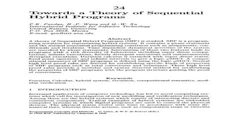 Pdf Towards A Theory Of Sequential Hybrid Programs Springer · A