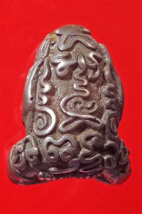 พระปิดตา หลวงพ่อทับ วัดทอง ยันต์ยุ่ง เนื้อสัมฤทธิ์เงิน