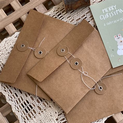 캘리모리 크라프트 편지봉투 하도메 끈 단추 무지 엽서봉투 위시버킷