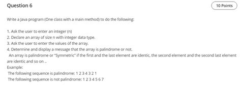 Solved Question 6 10 Points Write A Java Program One Class