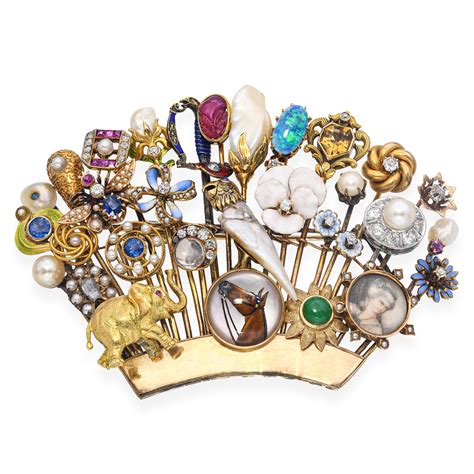 Exceptional Antique Yellow Gold Multi Gemstone Stick Pin Collection Br