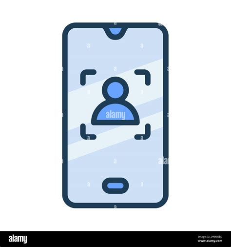 Smartphone User Face Scan Protection Security Single Isolated Icon With Filled Line Style Vector