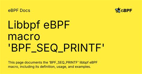 Libbpf EBPF Macro BPF SEQ PRINTF EBPF Docs