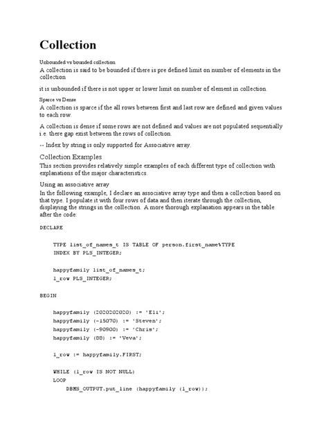 Collection Pdf Table Database Plsql