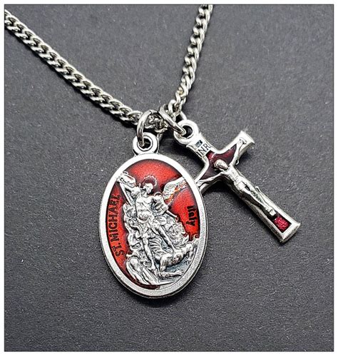 St Michael Necklace Saint Michael Necklace Police Military Etsy