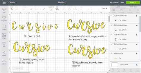 Screenshot Of How To Fix Cursive Font Spacing In Cricut Design Space Cricut Fonts Cricut Cards