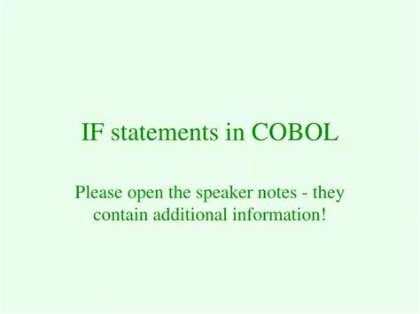 Ppt If Statements In Cobol Powerpoint Presentation Free Download