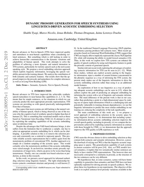 pdf dynamic prosody generation for speech synthesis using linguistics