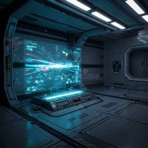 Futuristic Digital Interface In A Sci Fi Room Stock Illustration Illustration Of Light Blue