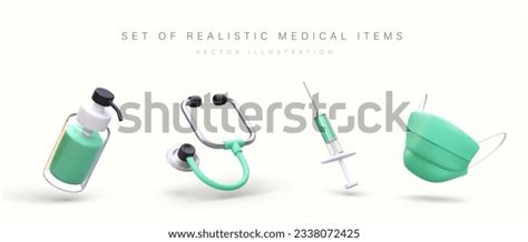 Collection Vector 3d Medical Item Green Stock Vector Royalty Free