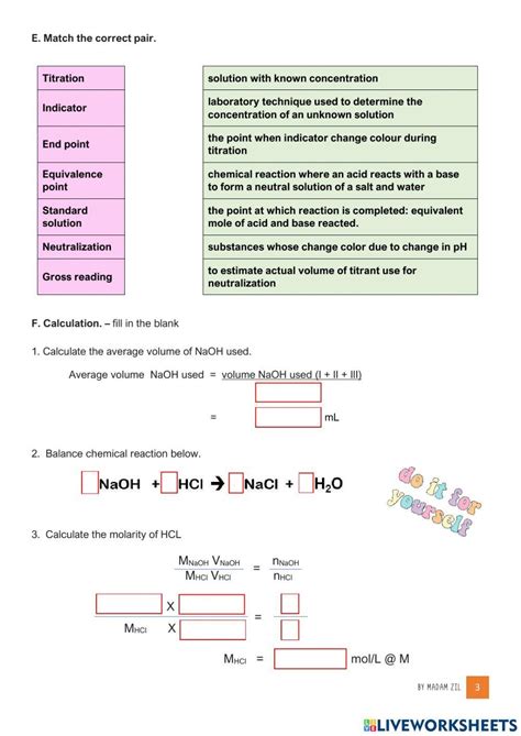 Acid Base Titrations Worksheet Worksheets Library