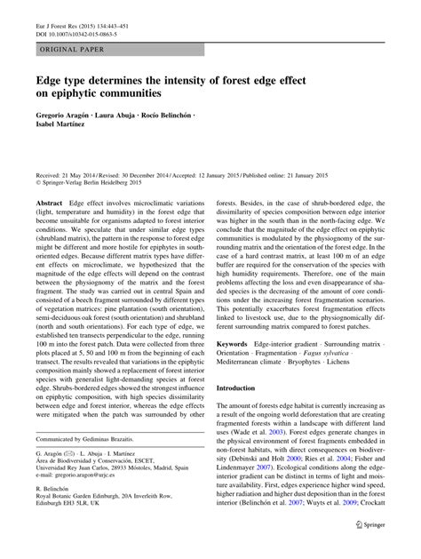 Pdf Edge Type Determines The Intensity Of Forest Edge Effect On Epiphytic Communities