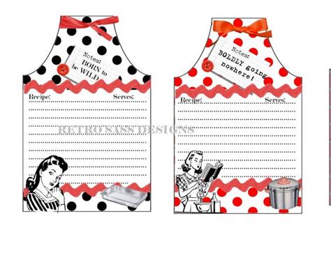 Retro 1950s Inspired Big Polka Dottted Recipe Cards Grandmas Apron