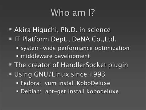 HandlerSocket Plugin For MySQL Jun 29 2010 DeNA Technology Yoyogi IT