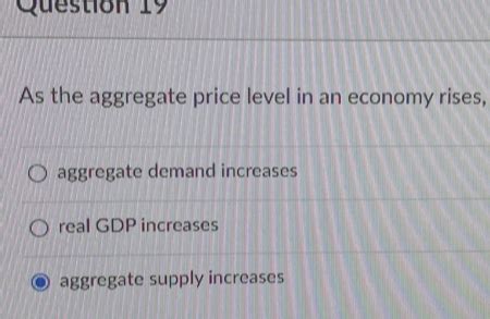 Solved Question As The Aggregate Price Level In An Economy Rises Aggregate Demand Increases