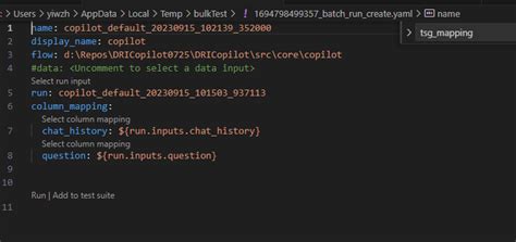 BUG VSCode Extension Bulk Test With Existing Run Auto Generate Yaml Missing Data Entry