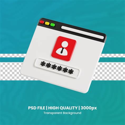 Premium Psd Browser Password 3d High Quality Render Protection And
