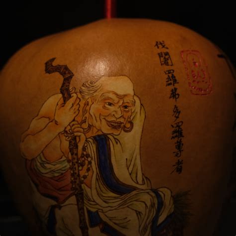 坐忘堂天然葫芦手工罗汉非遗烙画烫画客厅电视柜玄关装饰摆件 虎窝淘