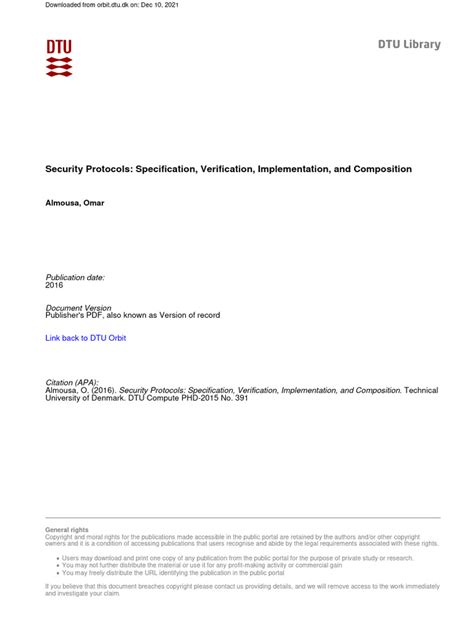 Security Protocols Specification Verific Pdf Formal Verification Art