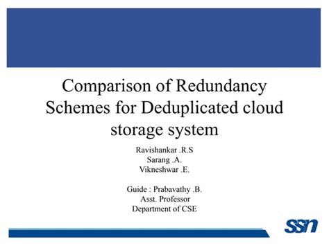 Redundancy Schemes For Deduplicated Cloud Storage Systems Ppt