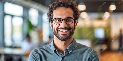 Premium Photo Handsome Arab Male Software Developer In A Modern Office Radiating Confidence