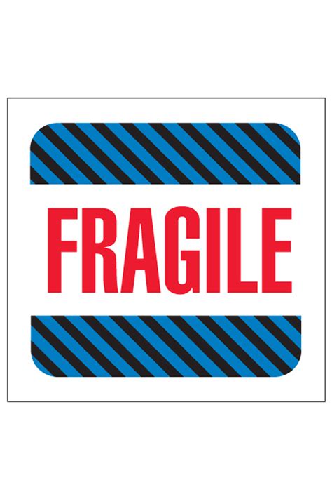 4 X 4 Fragile Blackblue Stripes Label 500 Per Roll 4 X 4 Fragile Blackblue Stripes Label 500 Per Roll