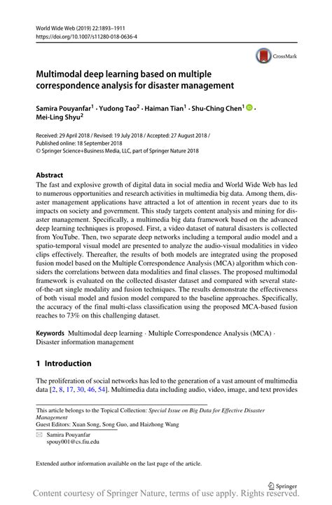 Multimodal Deep Learning Based On Multiple Correspondence Analysis For Disaster Management
