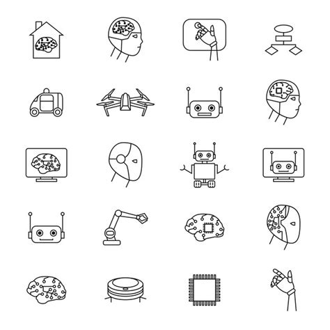 Premium Vector Artificial Intelligence Signs Black Thin Line Icon Set Vector