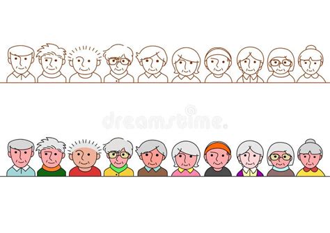 Old Men And Women Upper Body Border Set Stock Vector Illustration Of