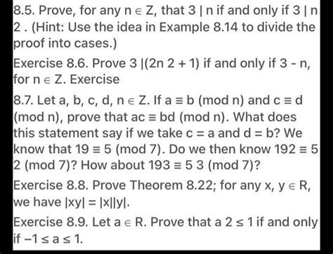 solved 8 5 prove for any n e z that 3 n if and only if
