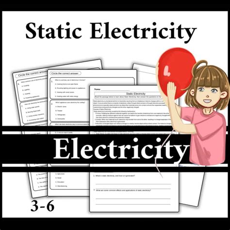 Static Electricity Worksheet And Assessment Grades 3 6 By Hassan Resources