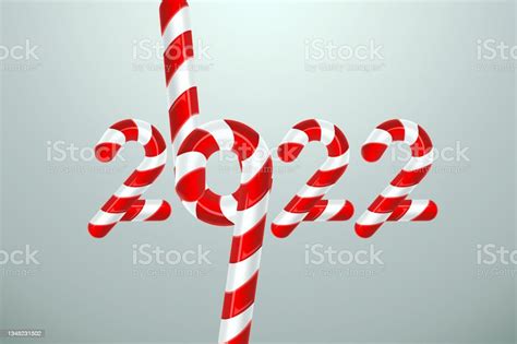 2022 년 크리스마스 과자에서 가벼운 배경에 사탕 새해 복 많이 받으세요 현대 디자인 템플릿 사이트에 대한 헤더 포스터 새해 카드 전단지 3d 일러스트레이션 3d 렌더링