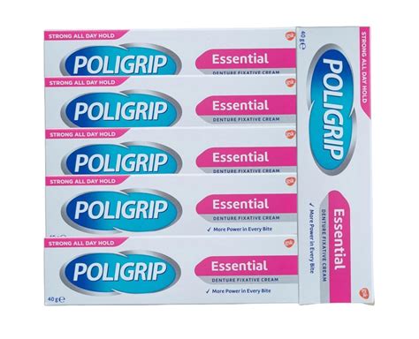 Poligrip Essential Denture Fixative Cream 40g Pack Of 6