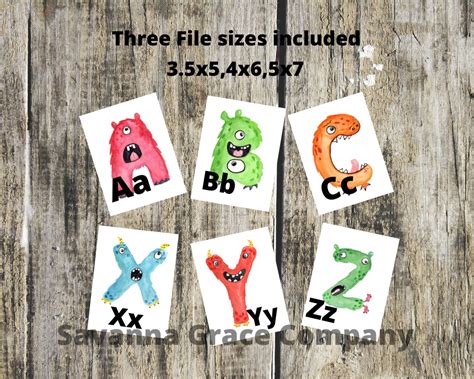 Adorable Monster Alphabet Flash Cards The Withers Co