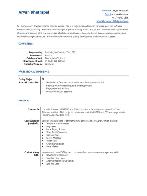 Aryan Khetrapal Resume 2024 May Pdf Databases Java Script