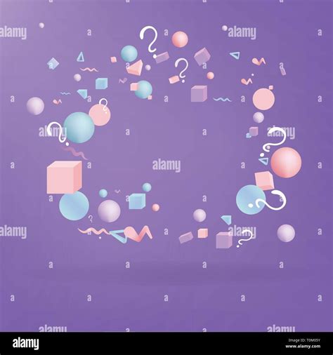 3d Figures Realistic Vector Primitives Composition With Question Signs