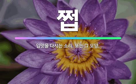 🌟쩝 입맛을 다시는 소리 또는 그 모양 표준국어대사전