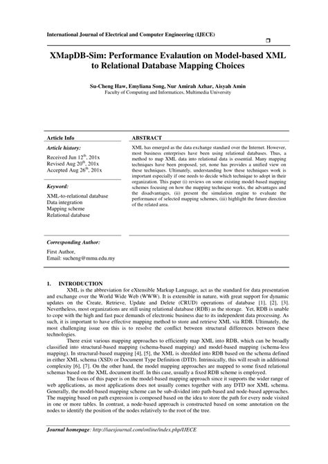 Pdf Xmapdb Sim Performance Evalaution On Model Based Xml To Relational Database Mapping Choices