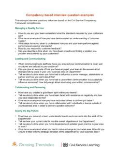 Competency Based Interview Question Examples Thresholds Competency