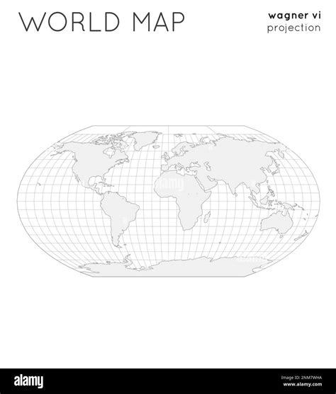 World Map Globe In Wagner Vi Projection With Graticule Lines Style
