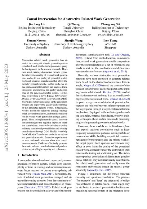 Pdf Causal Intervention For Abstractive Related Work Generation