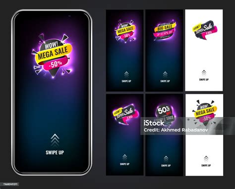 스플래시 수직 배너 판매 프로모션 현대 Designs와이프 하여 스토리 여섯 가지 버전으로 나타전을 할 수 있습니다 모의 전화