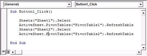 Ms Excel 2007 Refresh Multiple Pivot Tables With A Button