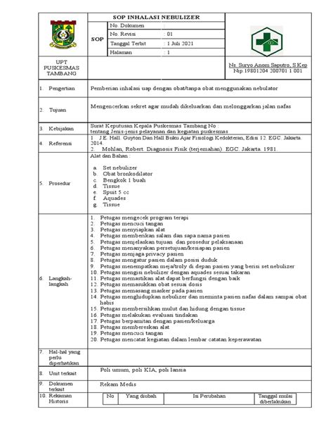 Sop Nebulizer Pdf