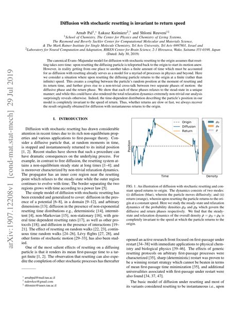 Pdf Diffusion With Stochastic Resetting Is Invariant To Return Speed