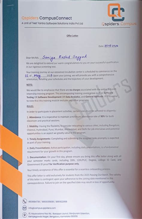 Saniya Sayyad On Linkedin Career Qspiders Learning Internship