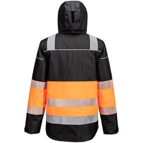 Portwest Pw364 Orangeblack Hi Vis Winter Jacket Safetec Direct