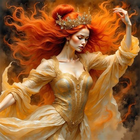 Dancing Flames Glamorous Art Deco Redhead Fire Dancer